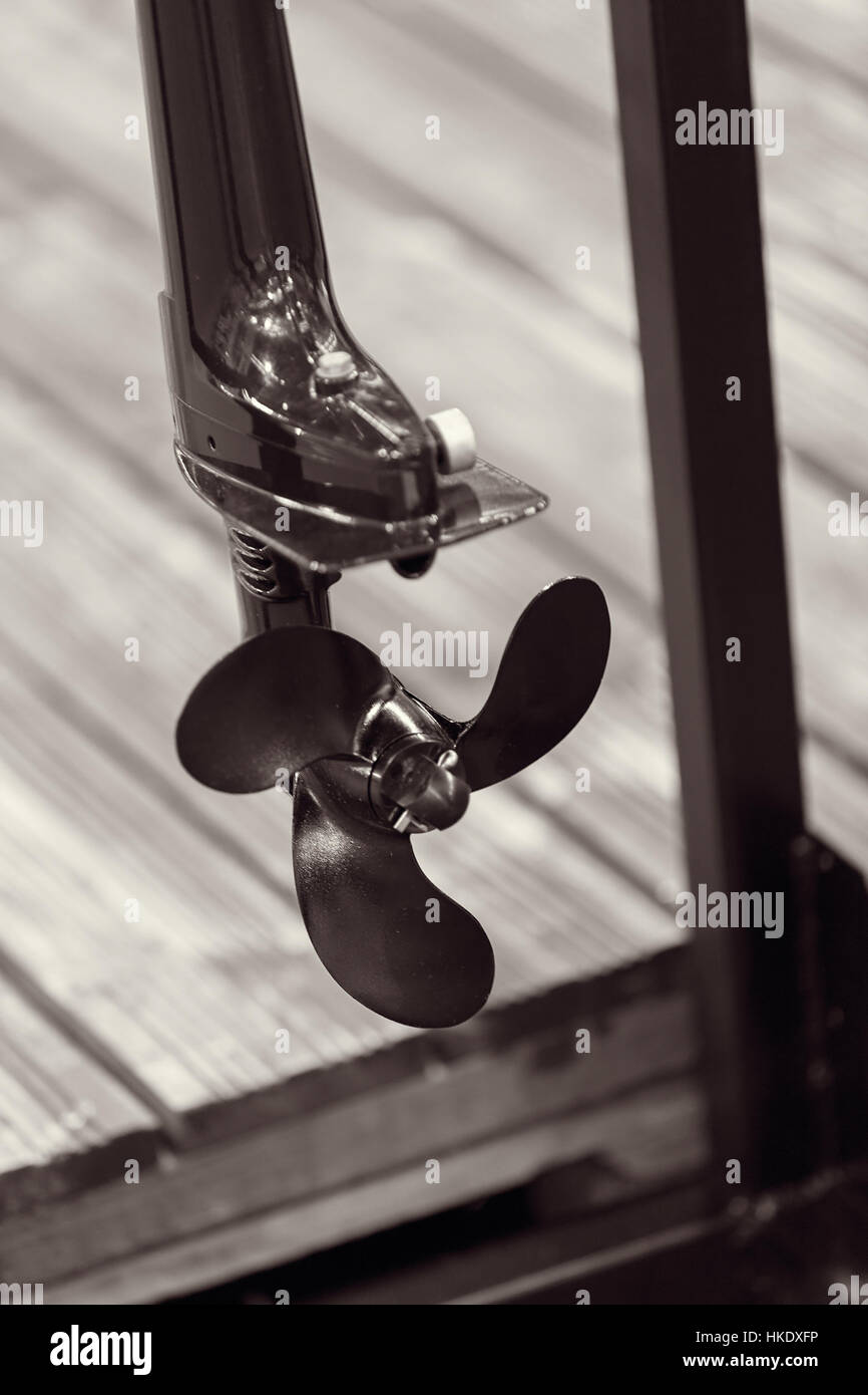 the part of the propeller of a speedboath , note shallow depth of field ...
