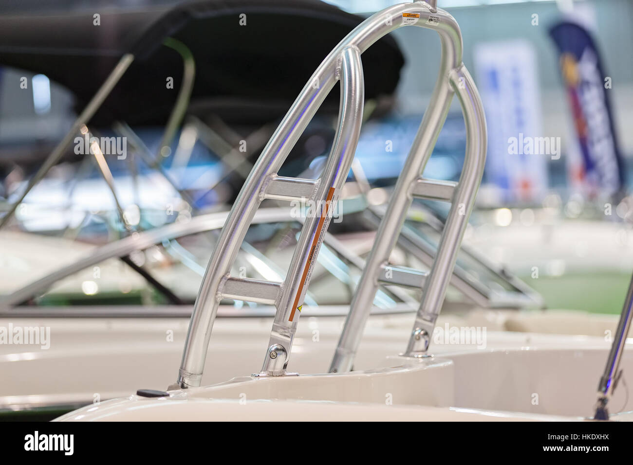 different parts of the speedboat, note shallow depth of field Stock ...