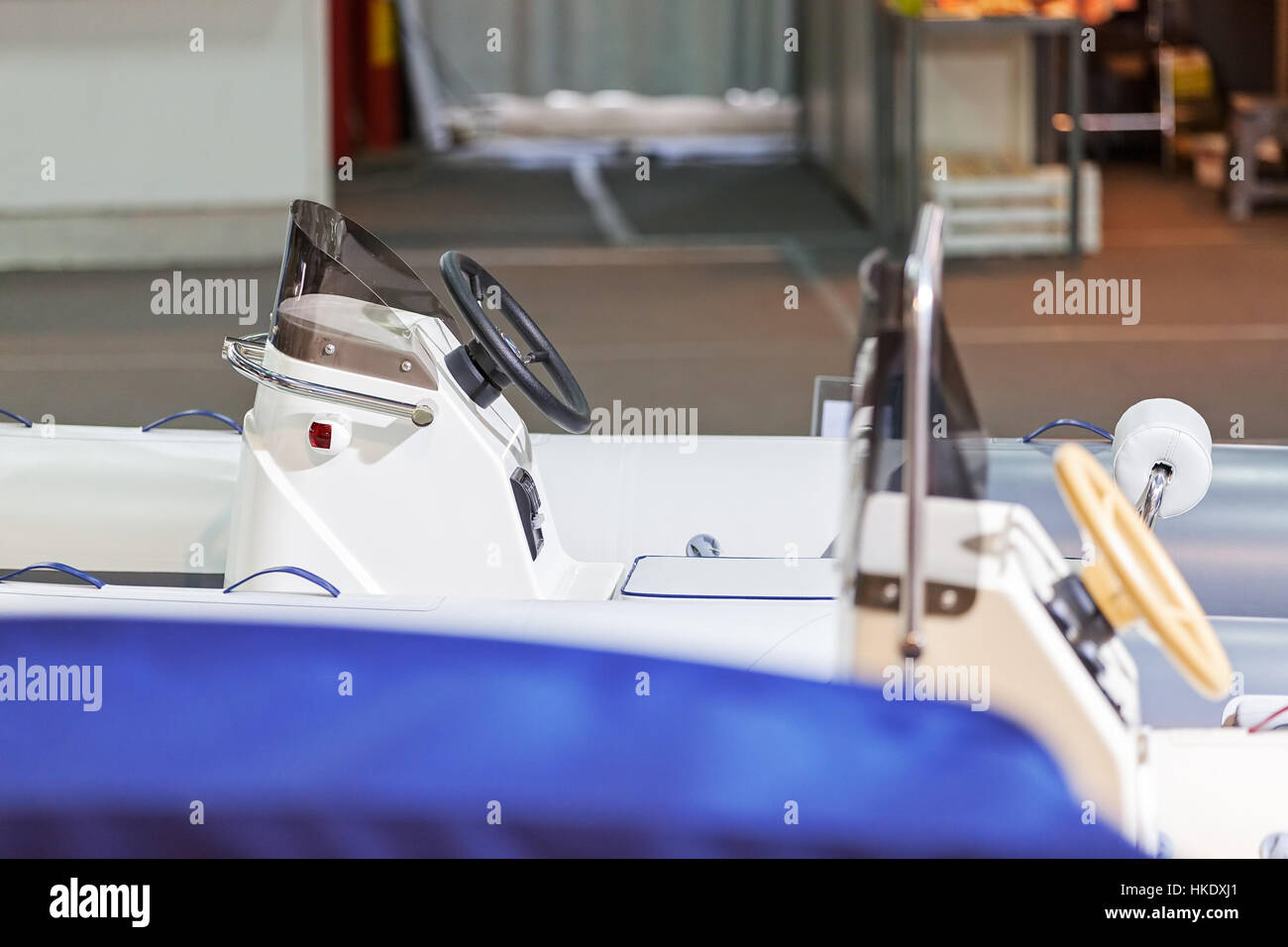 different parts of the speedboat, note shallow depth of field Stock ...