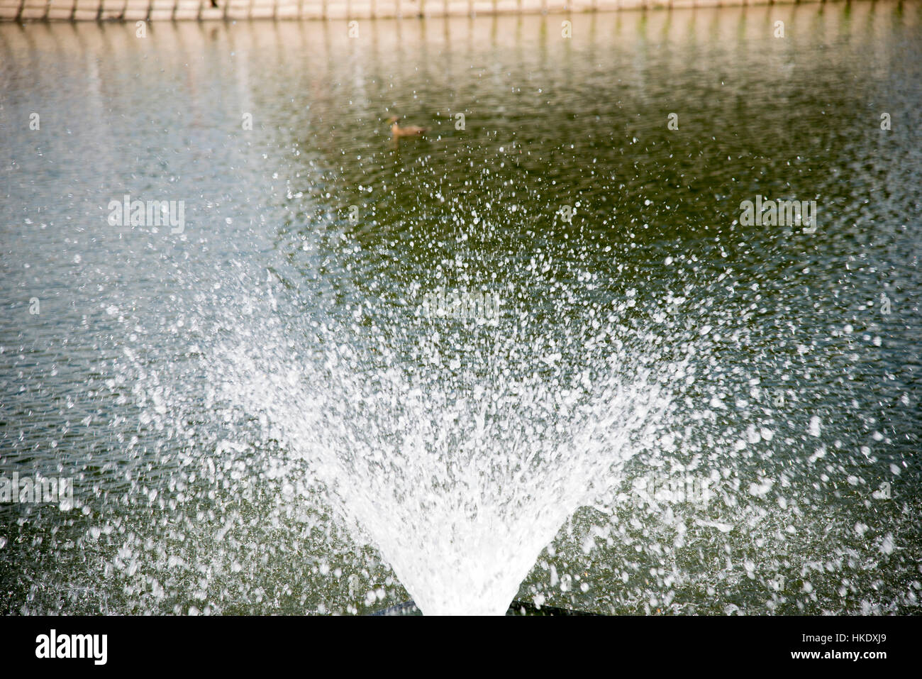 A symmetrical water sprinkles in a lake Stock Photo - Alamy