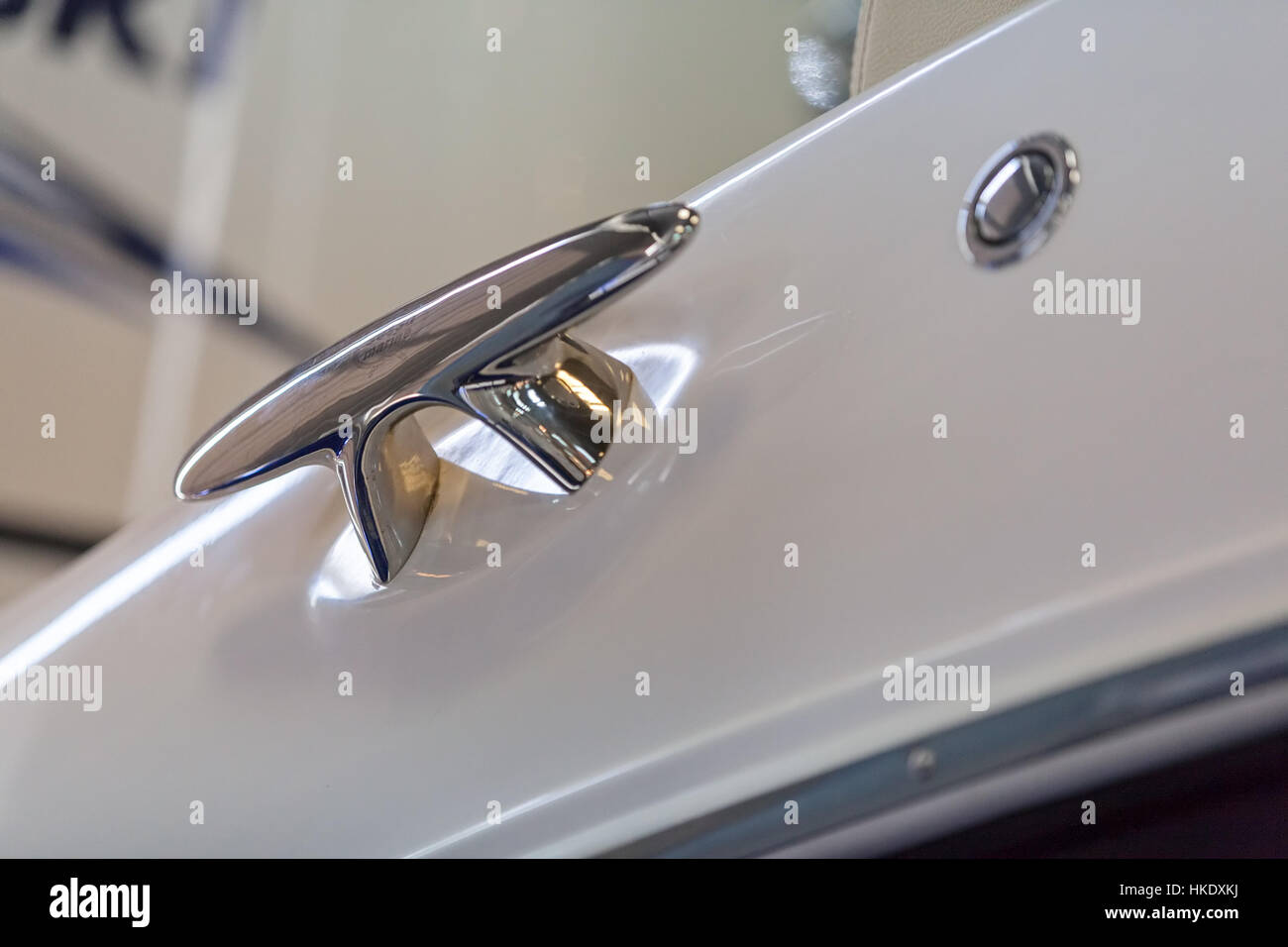 different parts of the speedboat, note shallow depth of field Stock ...