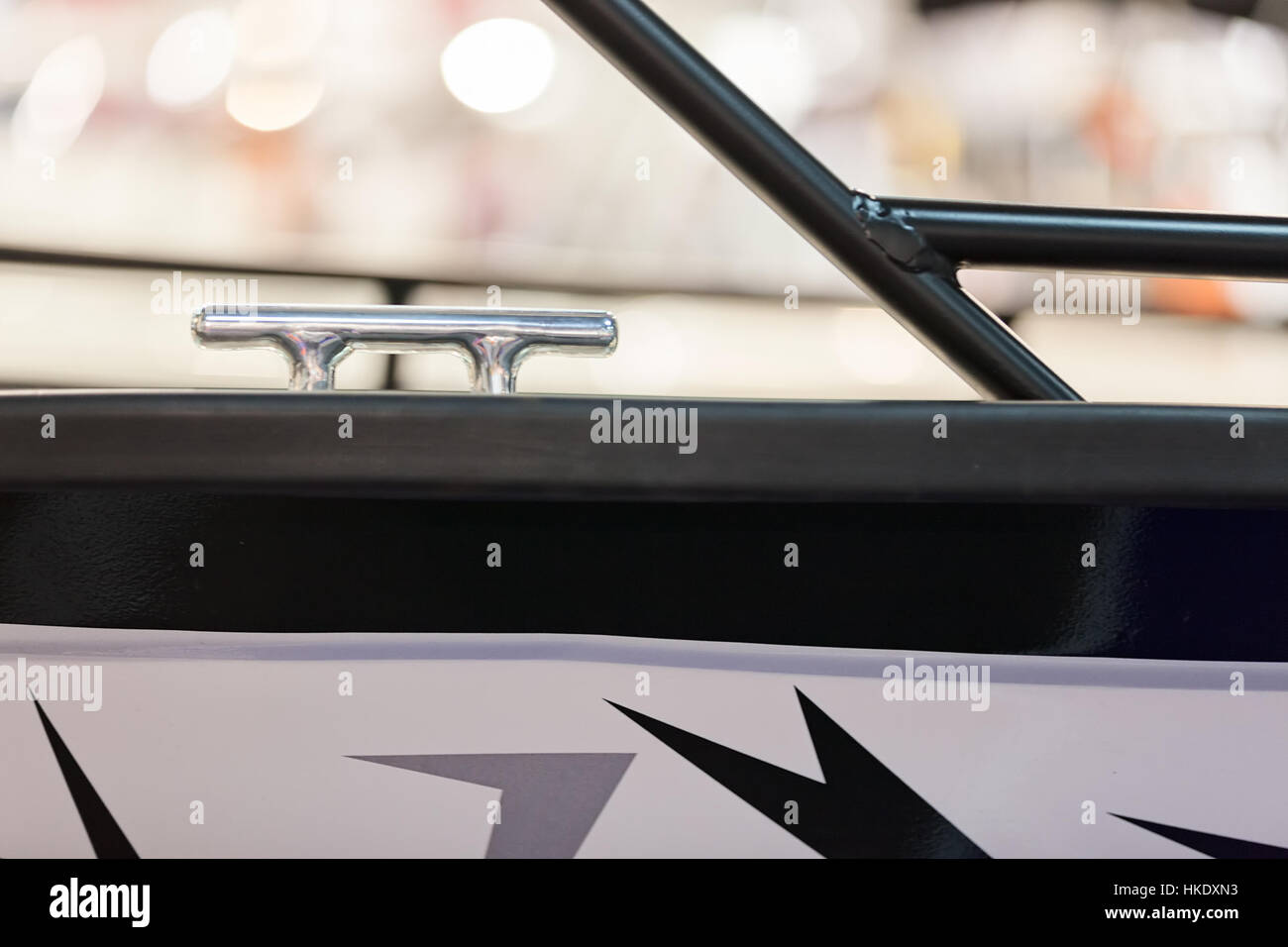 different parts of the speedboat, note shallow depth of field Stock ...