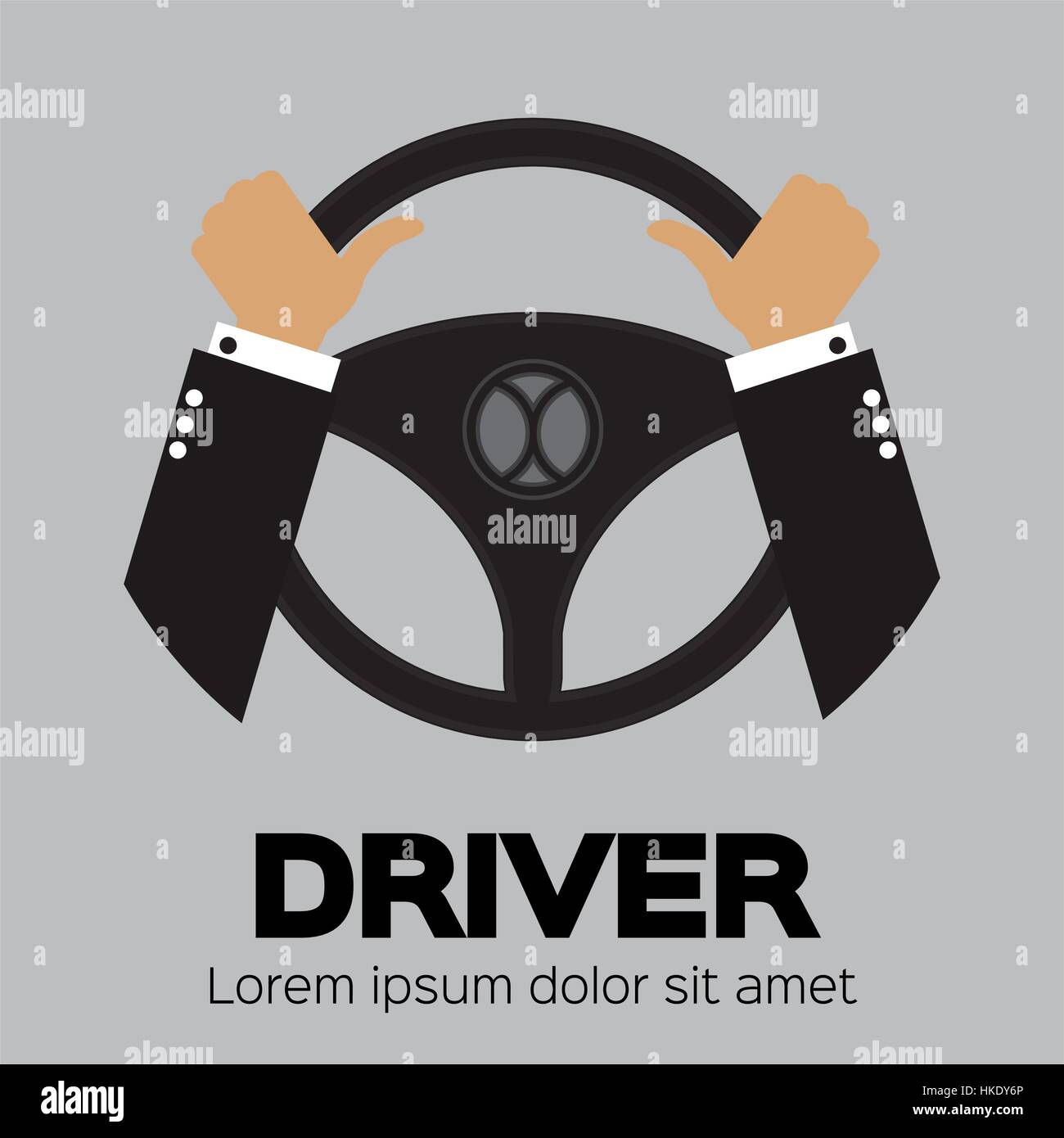 Driver design element with hands holding steering wheel. Vector ...