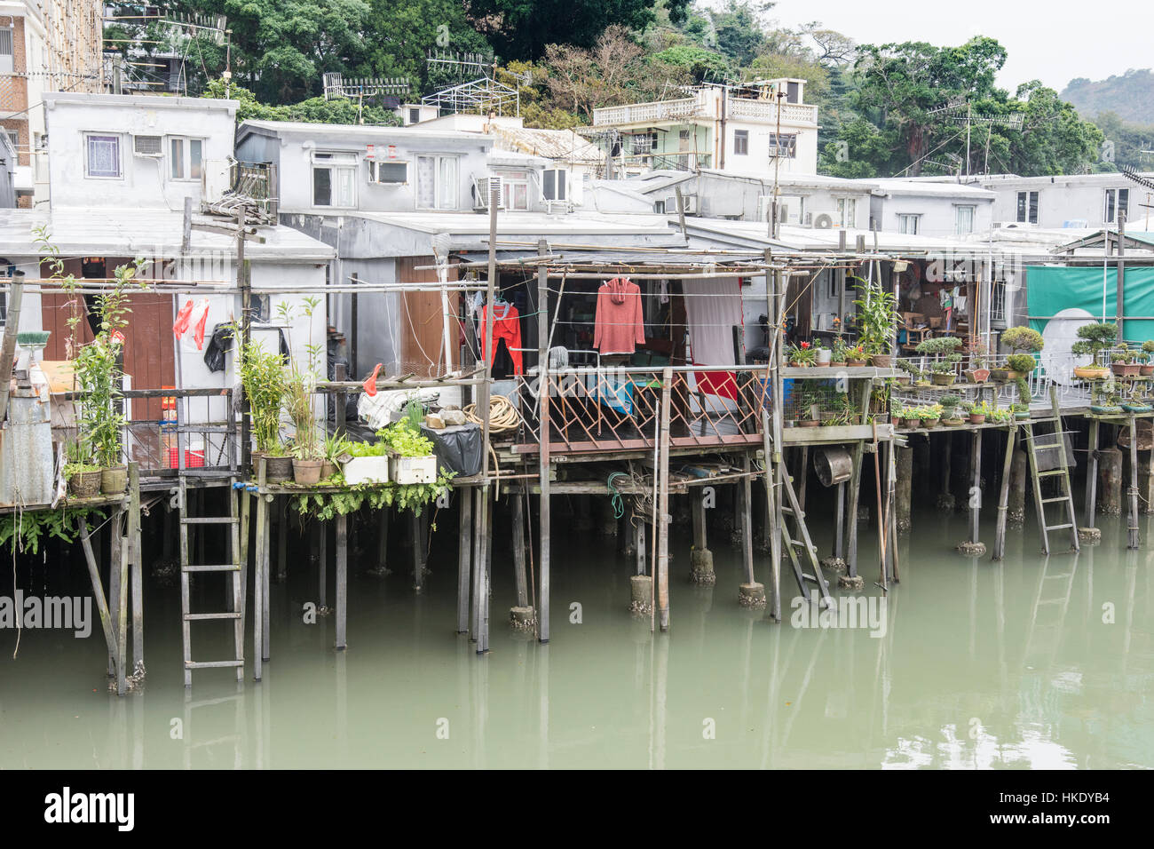 Traditional village of Tai O with houses on stilts. Hong Kong Stock ...