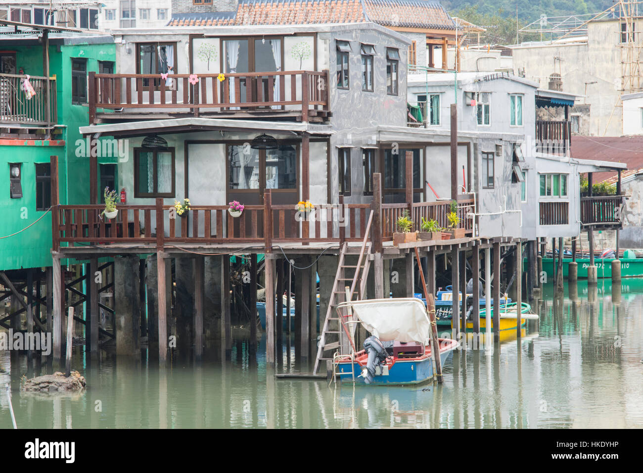 Traditional village of Tai O with houses on stilts. Hong Kong Stock ...