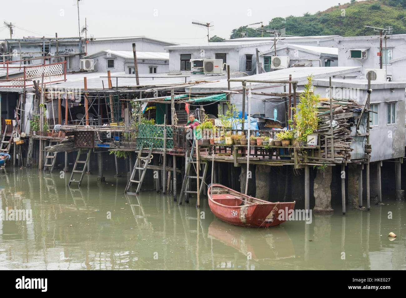 Traditional village of Tai O with houses on stilts. Hong Kong Stock ...