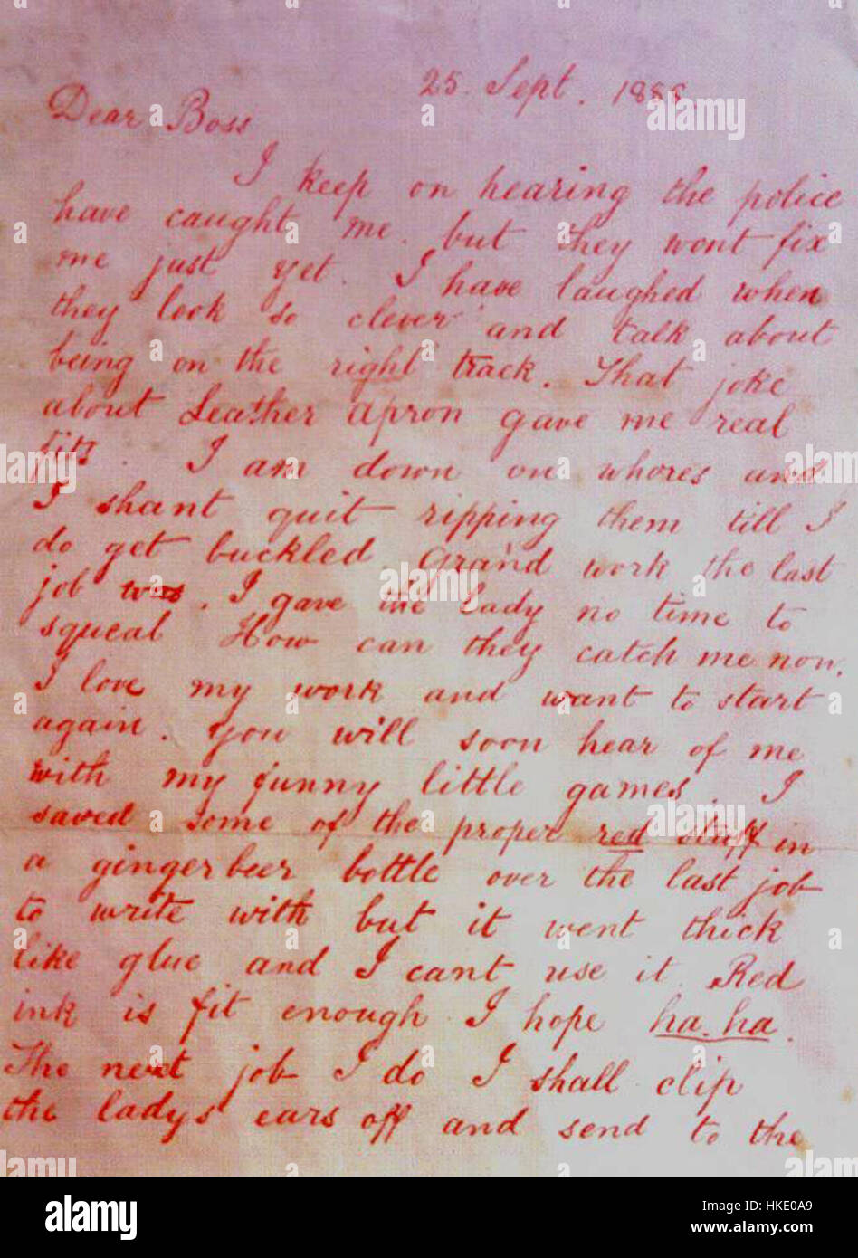 The 'Dear Boss' letter is one of the infamous correspondence pieces ...