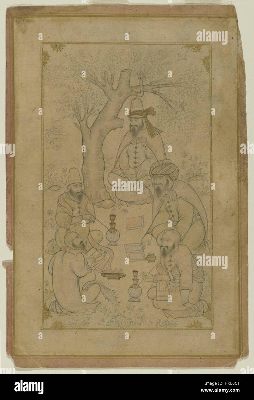 'A Gathering of Dervishes', a mid-17th-century ink and light color wash ...