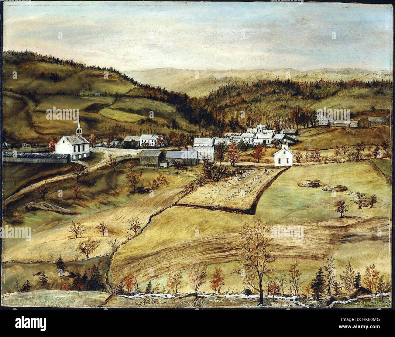 This vintage artwork depicts Buckland, Massachusetts, in the mid-19th ...