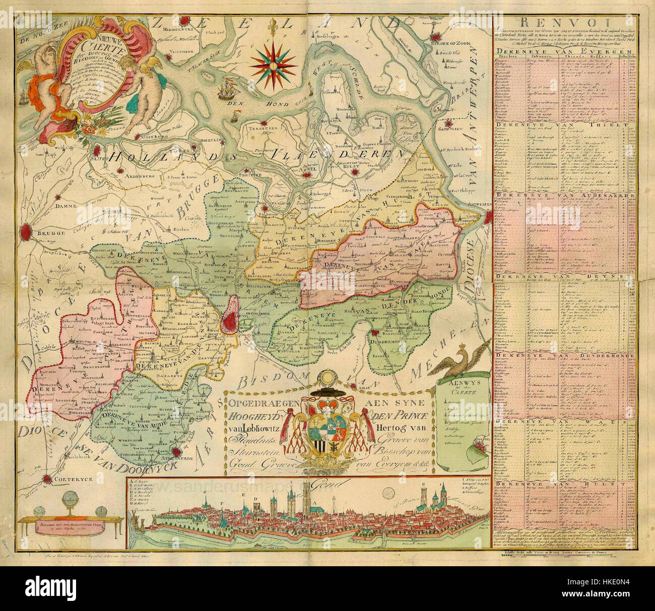 A 1789 painting by L.D. Devreese depicting the Diocese of Ghent ...