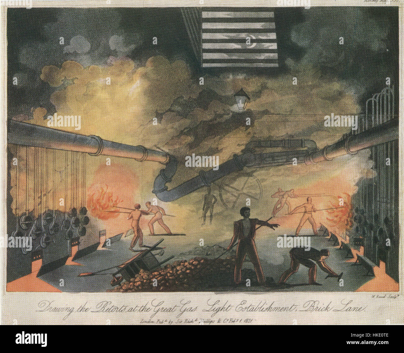 A drawing depicting the retorts at the Great Gas Establishment on Brick ...