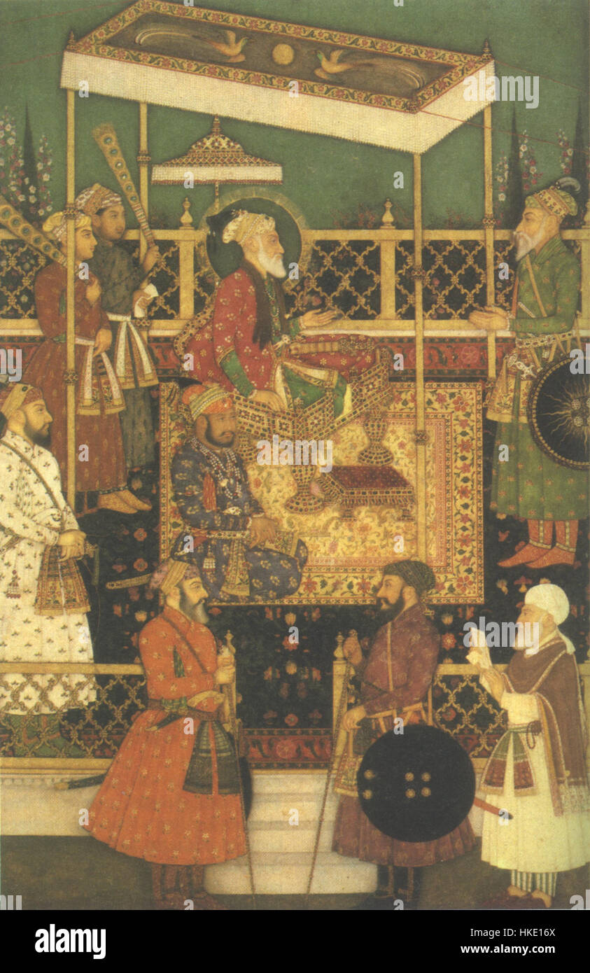 This painting depicts the meeting of the Mughal Emperor Aurangzeb and ...