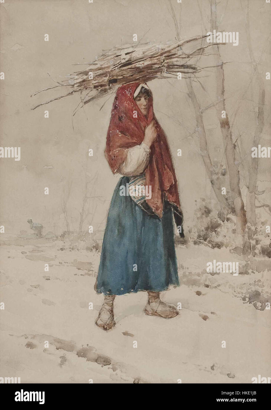 This work of art is a 19th-century painting, featuring a woman ...