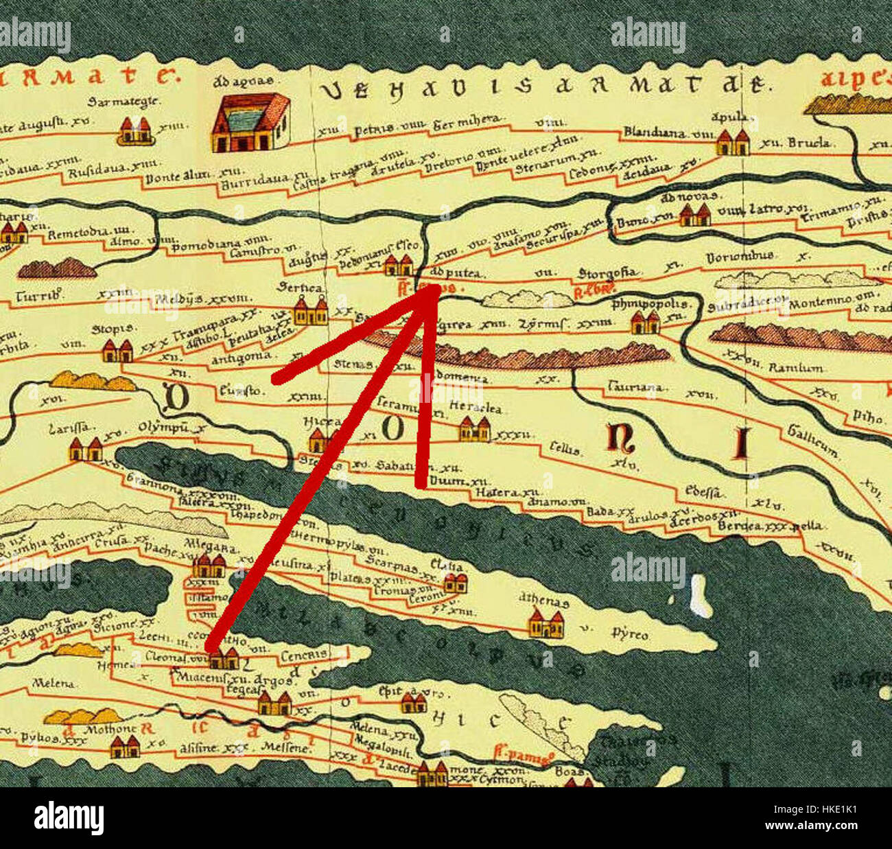 This map, known as the Tabula Peutingeriana, is a medieval copy of a ...