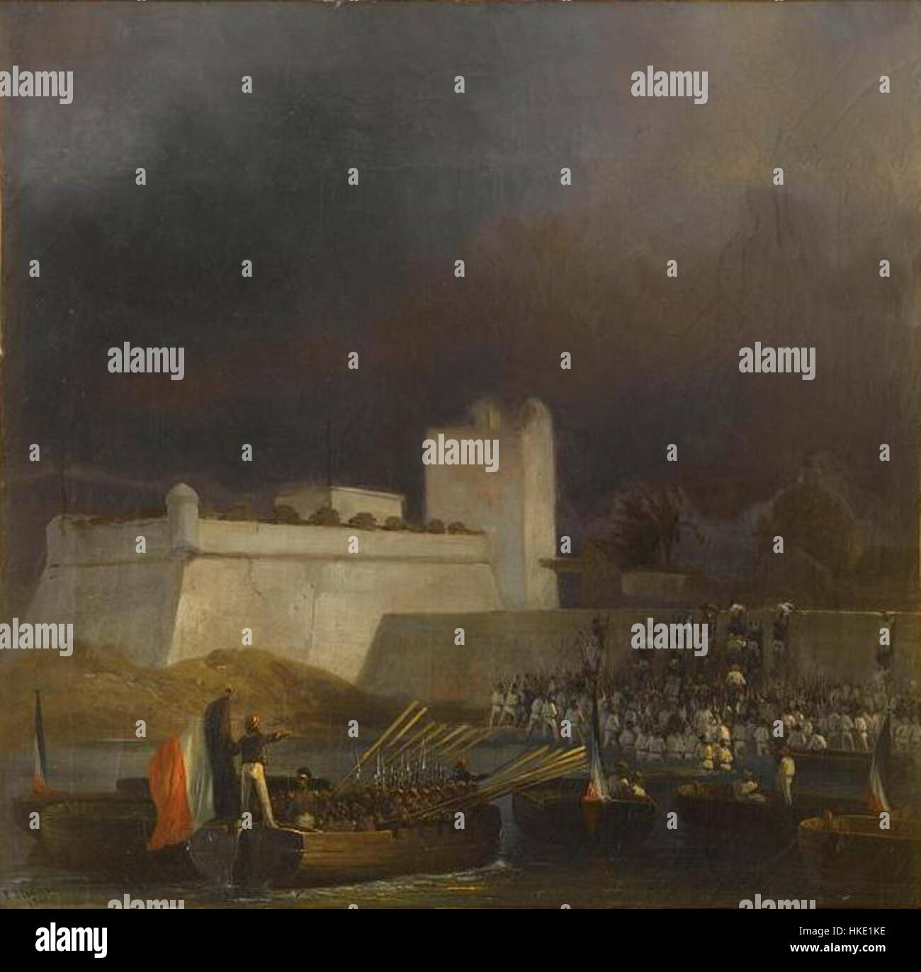 This painting depicts the Battle of Veracruz in 1838, illustrating the ...