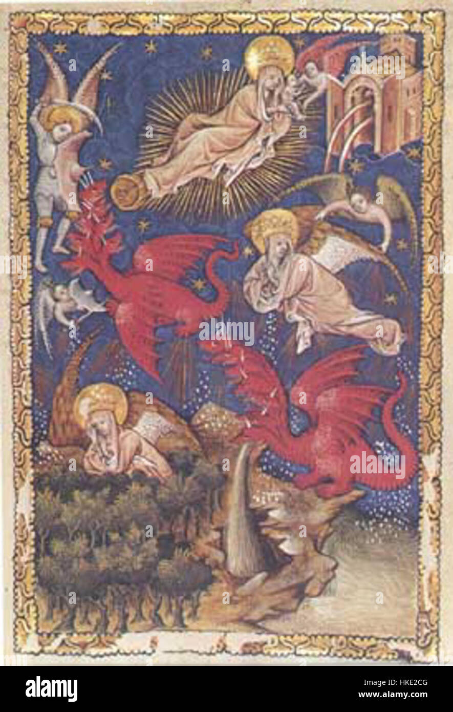 The Flemish Apocalypse, Chapter 12, is a dramatic depiction of biblical ...