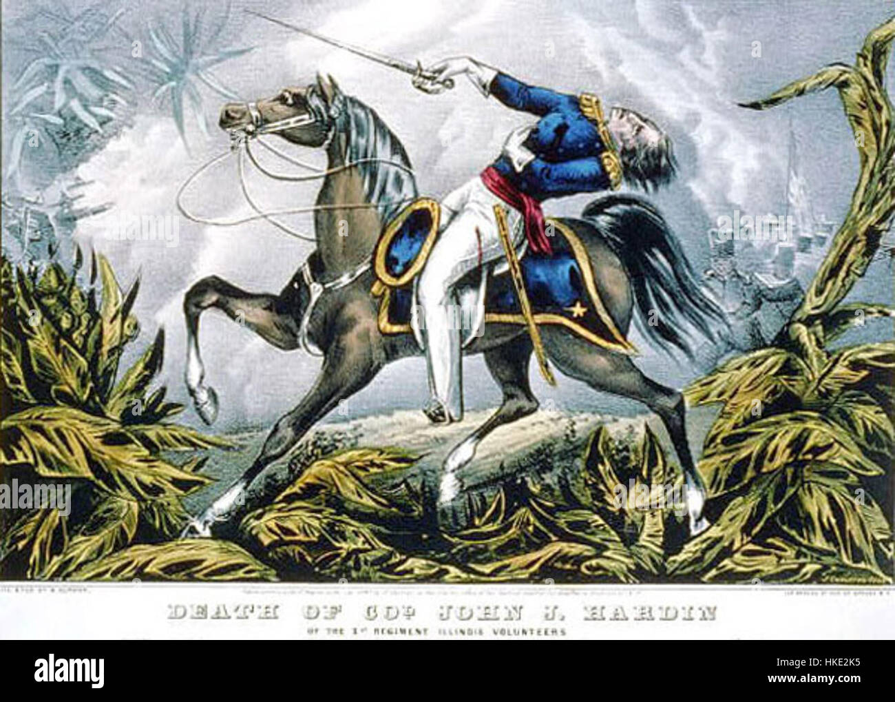 The painting 'Death of Colonel John J. Hardin' depicts the tragic death ...