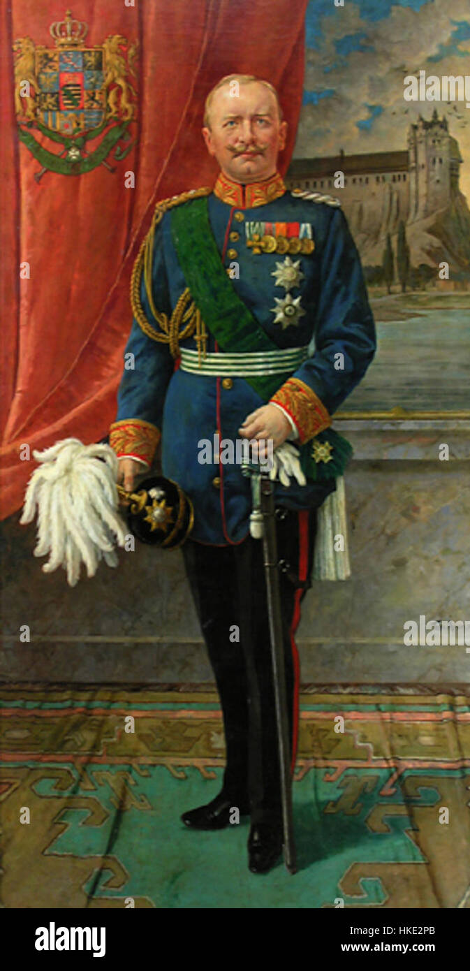 This painting depicts Friedrich August III of Saxony in full parade ...
