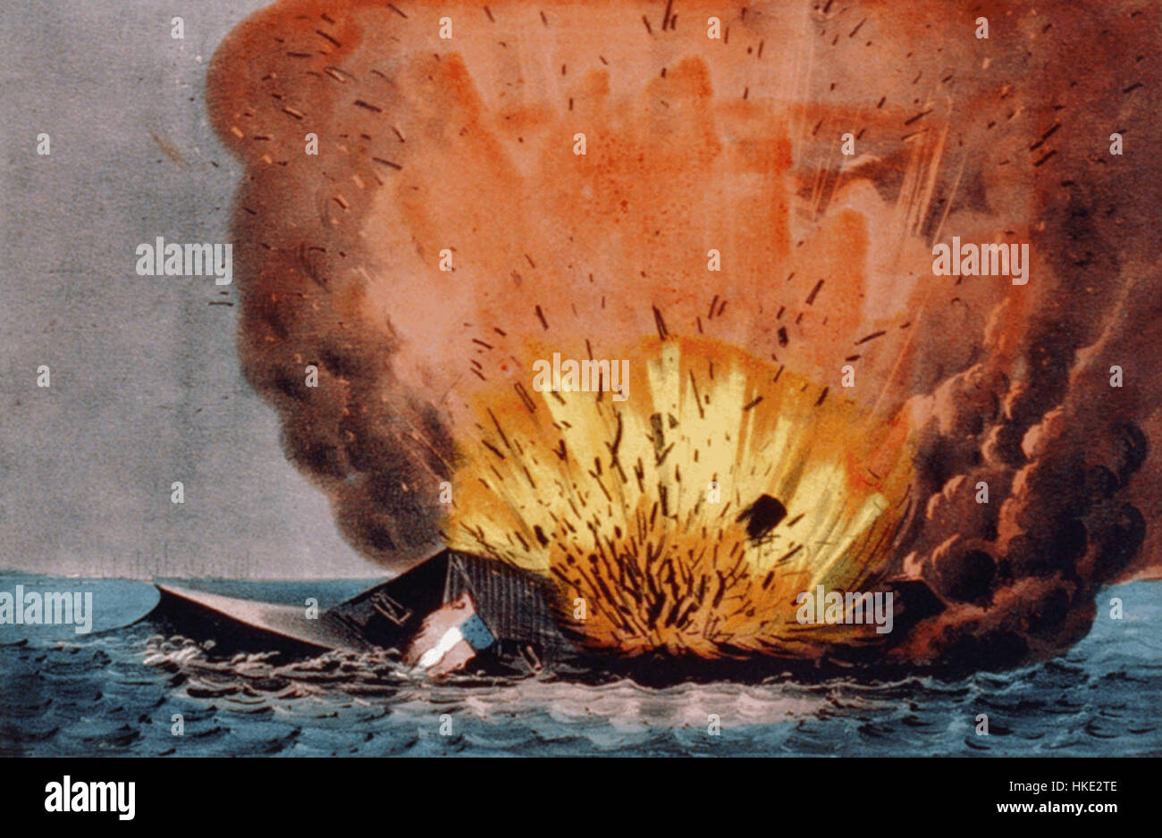 This historical painting depicts the destruction of the Confederate ...