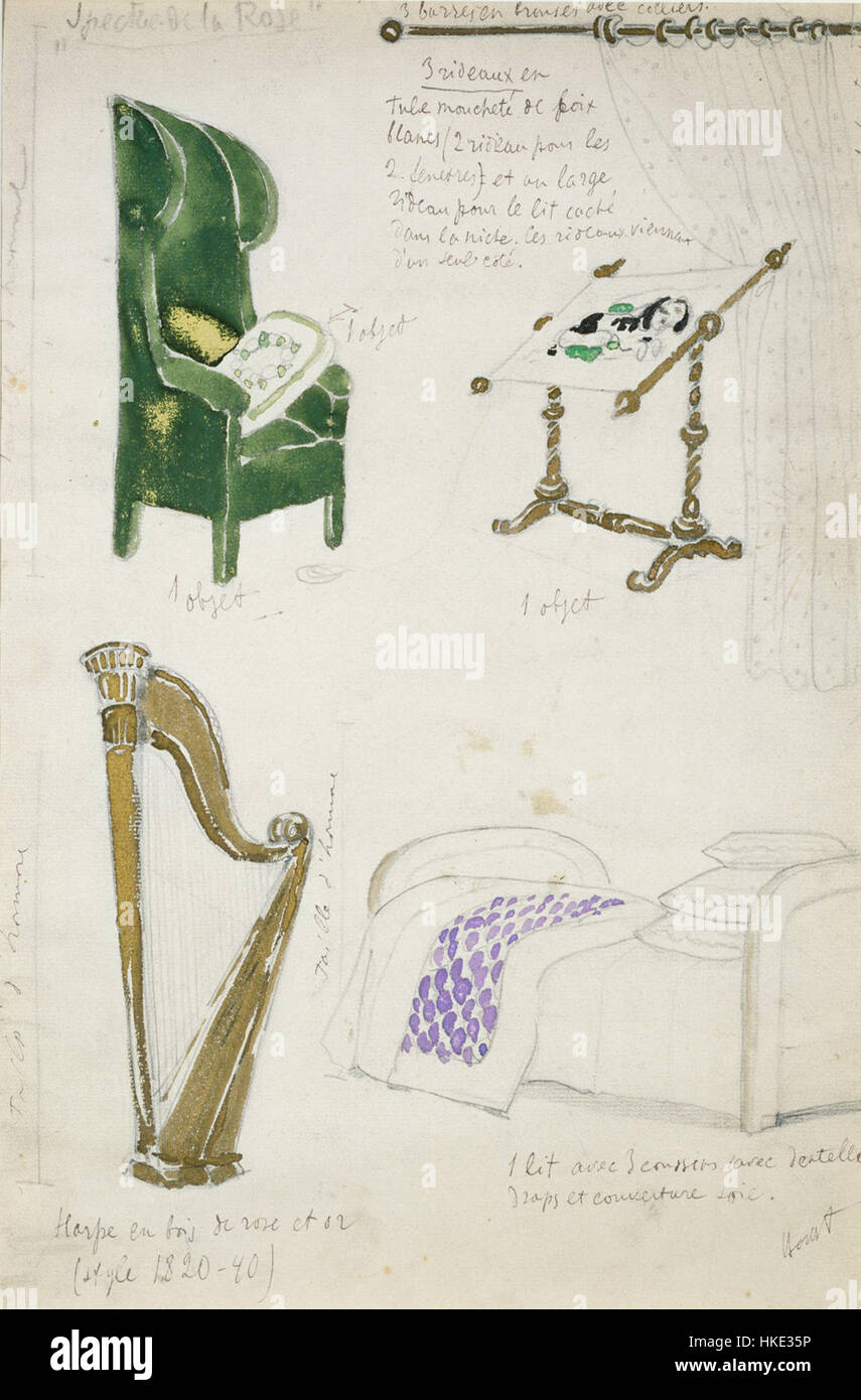 Designed by LÃ©on Bakst, the stage furniture for 'Spectre de la Rose ...