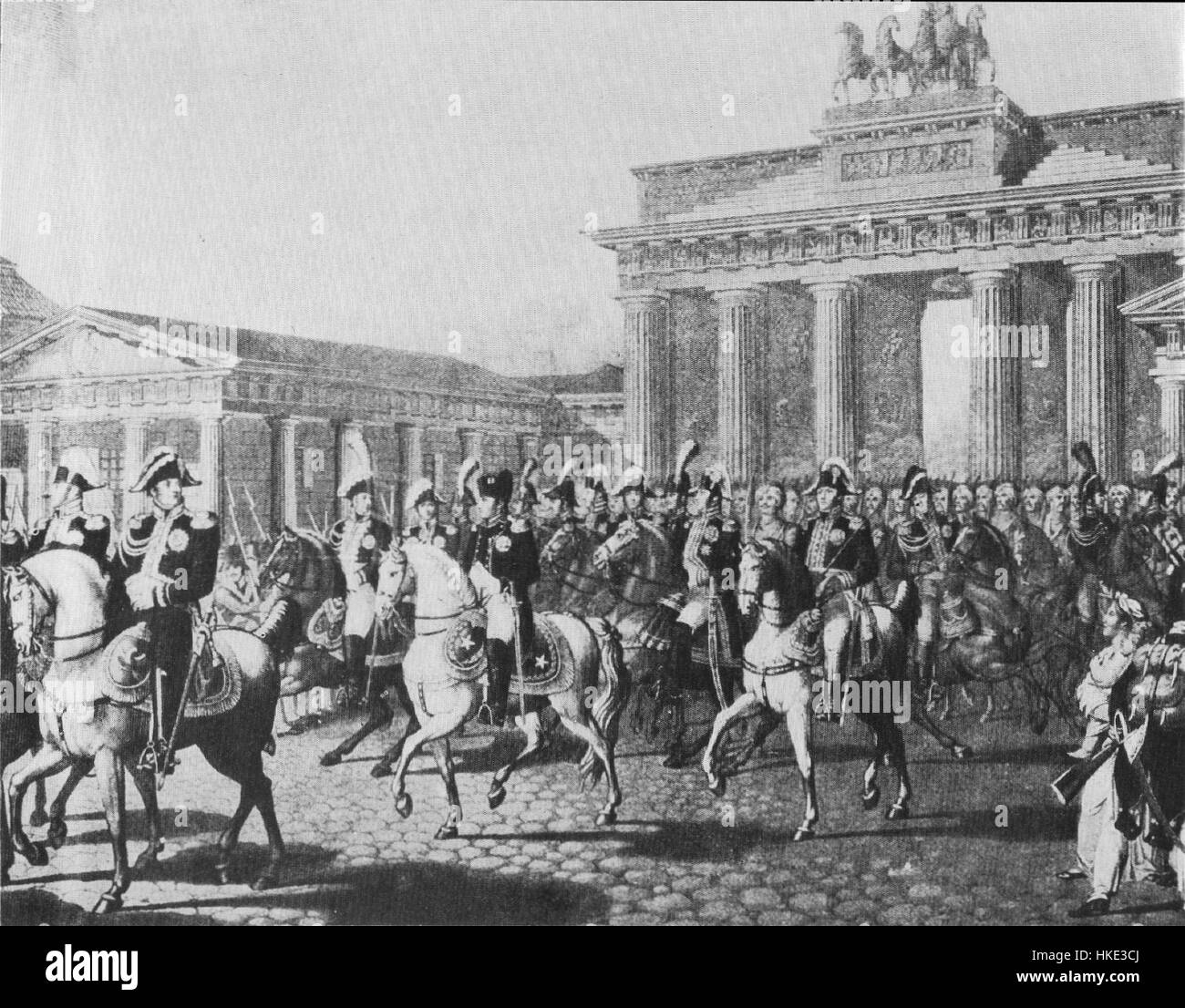 This painting, titled 'Einzug der Franzosen in Berlin,' depicts the ...