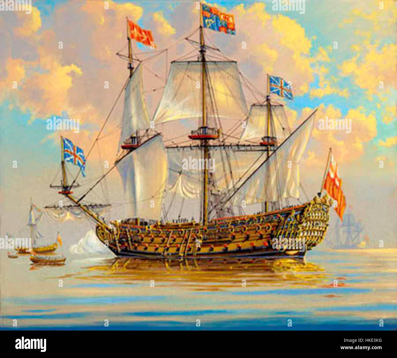 *HMS Royal Charles* was a 17th-century British warship. This artwork ...