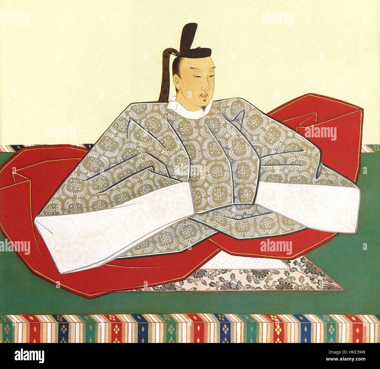 A historical portrait of Emperor Go Komatsu of Japan, capturing his ...