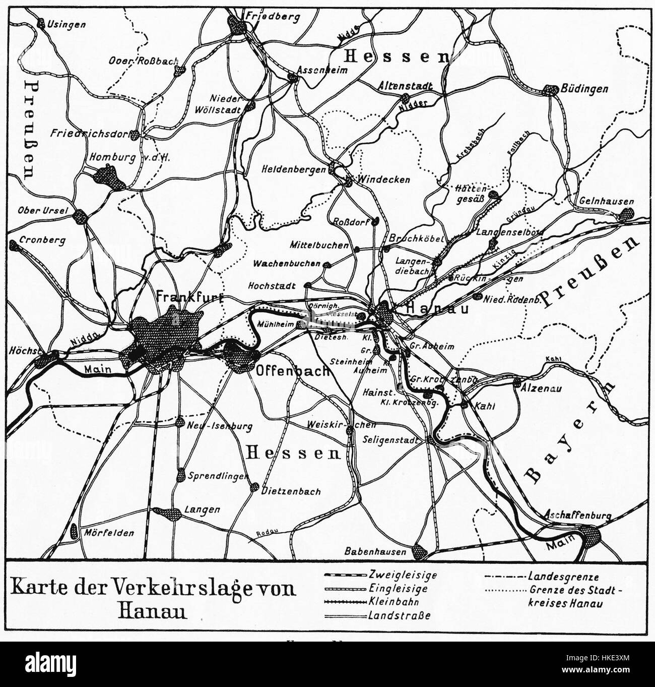 This 1932 map of Hanau, Germany, showcases the city's transportation ...