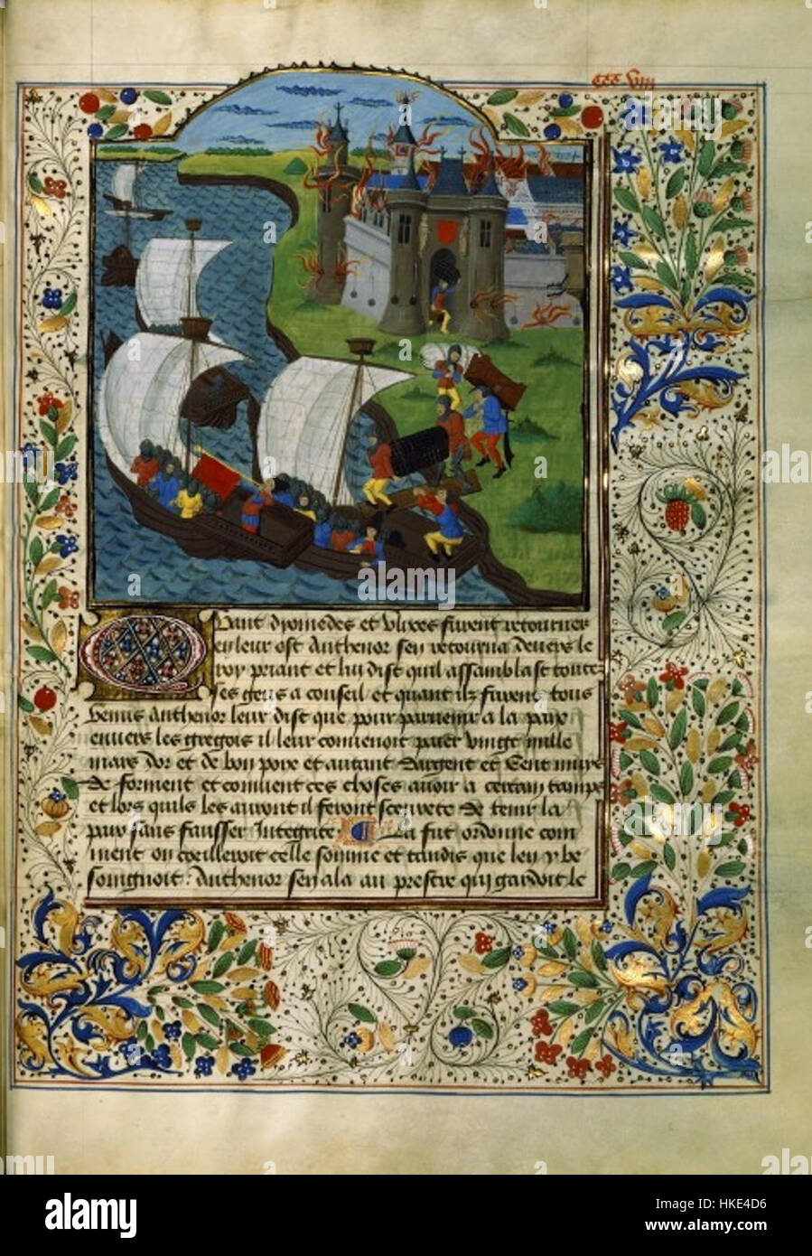 This artwork depicts the iconic moment of the burning of Troy, as ...