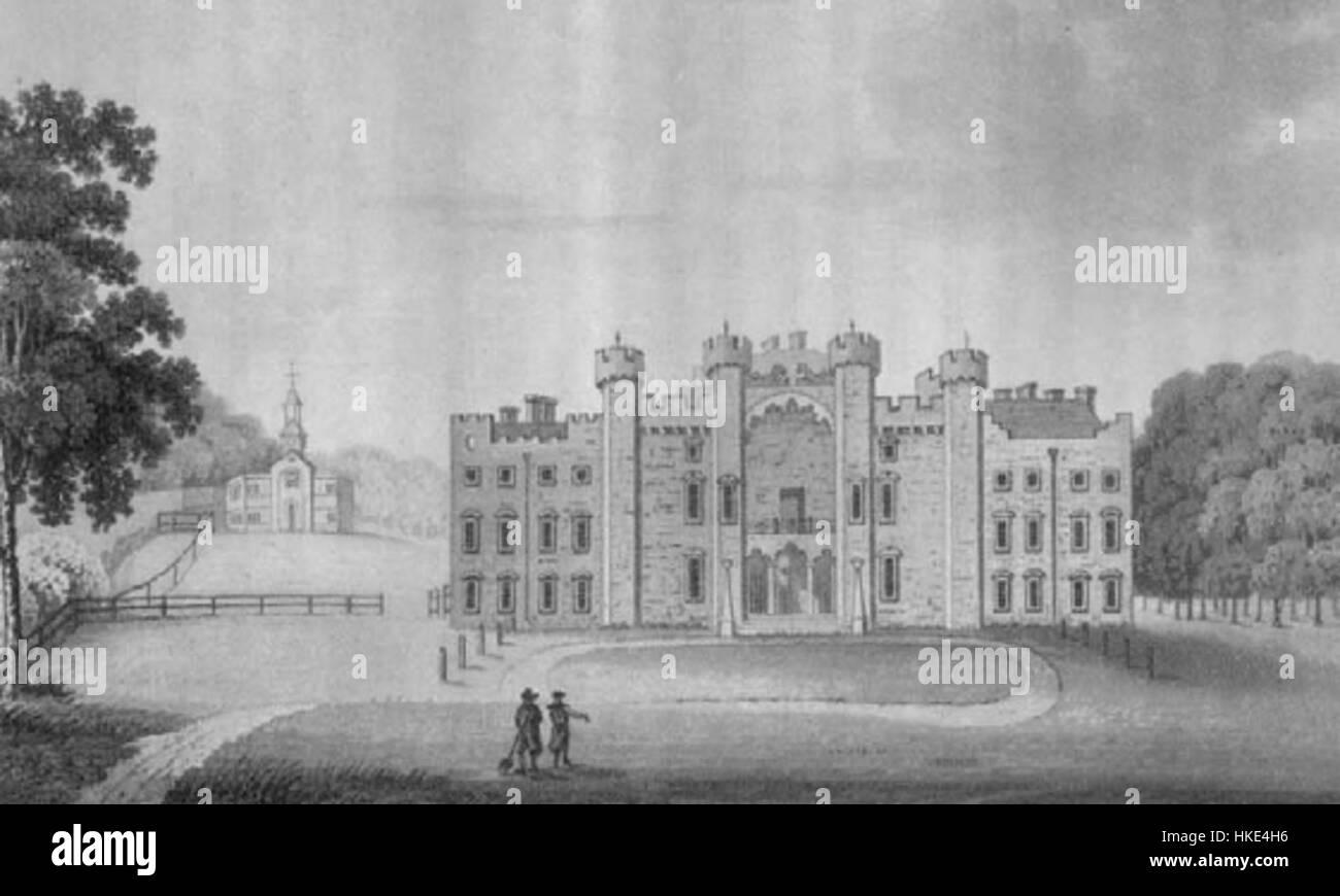 Hylton Castle, painted in the early 19th century, is an architectural ...