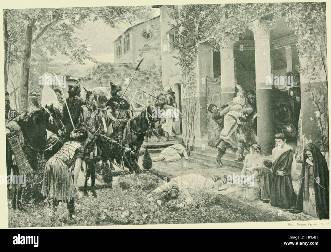 An oil painting by Rochegrosse depicting the Huns, possibly referencing ...