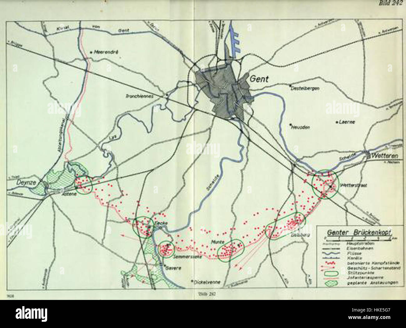 This historical map from 1941 depicts Ghent, Belgium, during World War ...