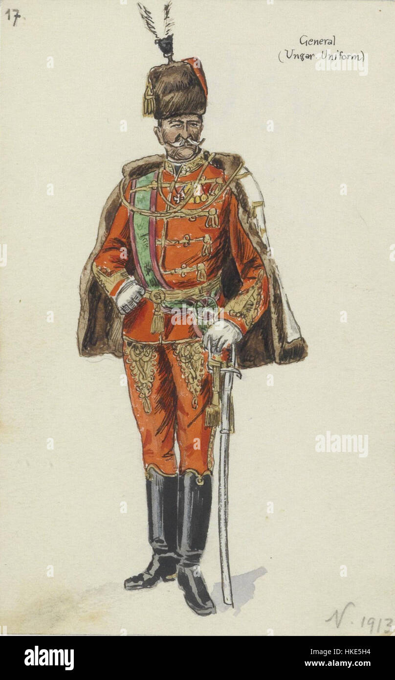 The artwork 'K u k Armee Uniformen um1914' depicts military uniforms of ...