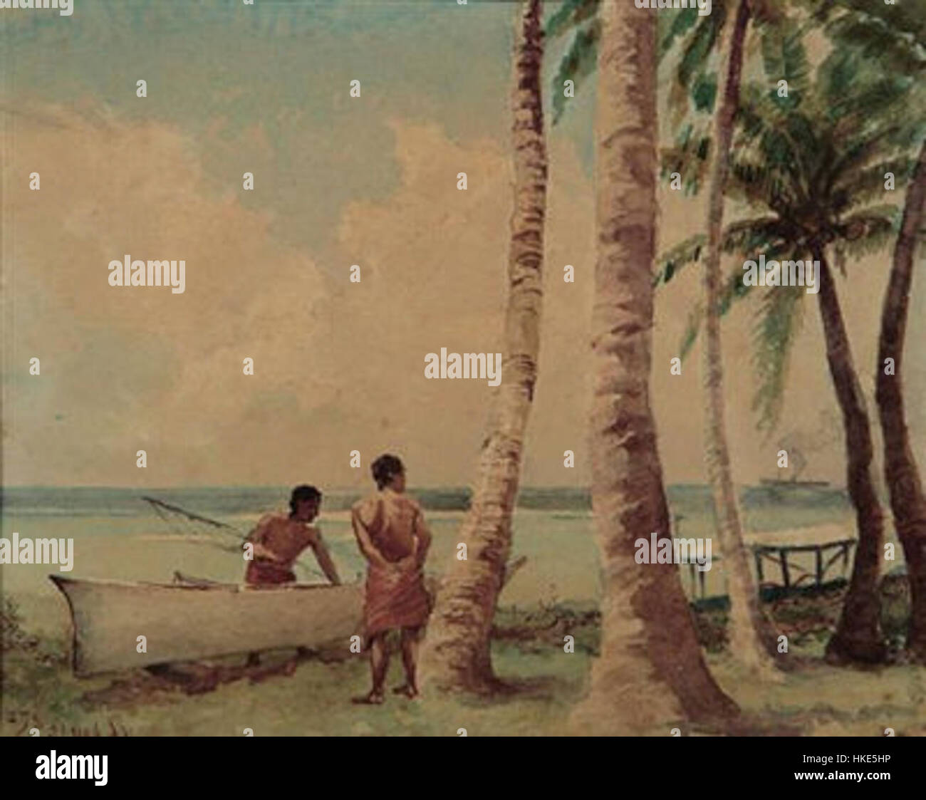 Joseph Dwight Strong’s 1892 painting 'Samoan Island' presents a scenic ...