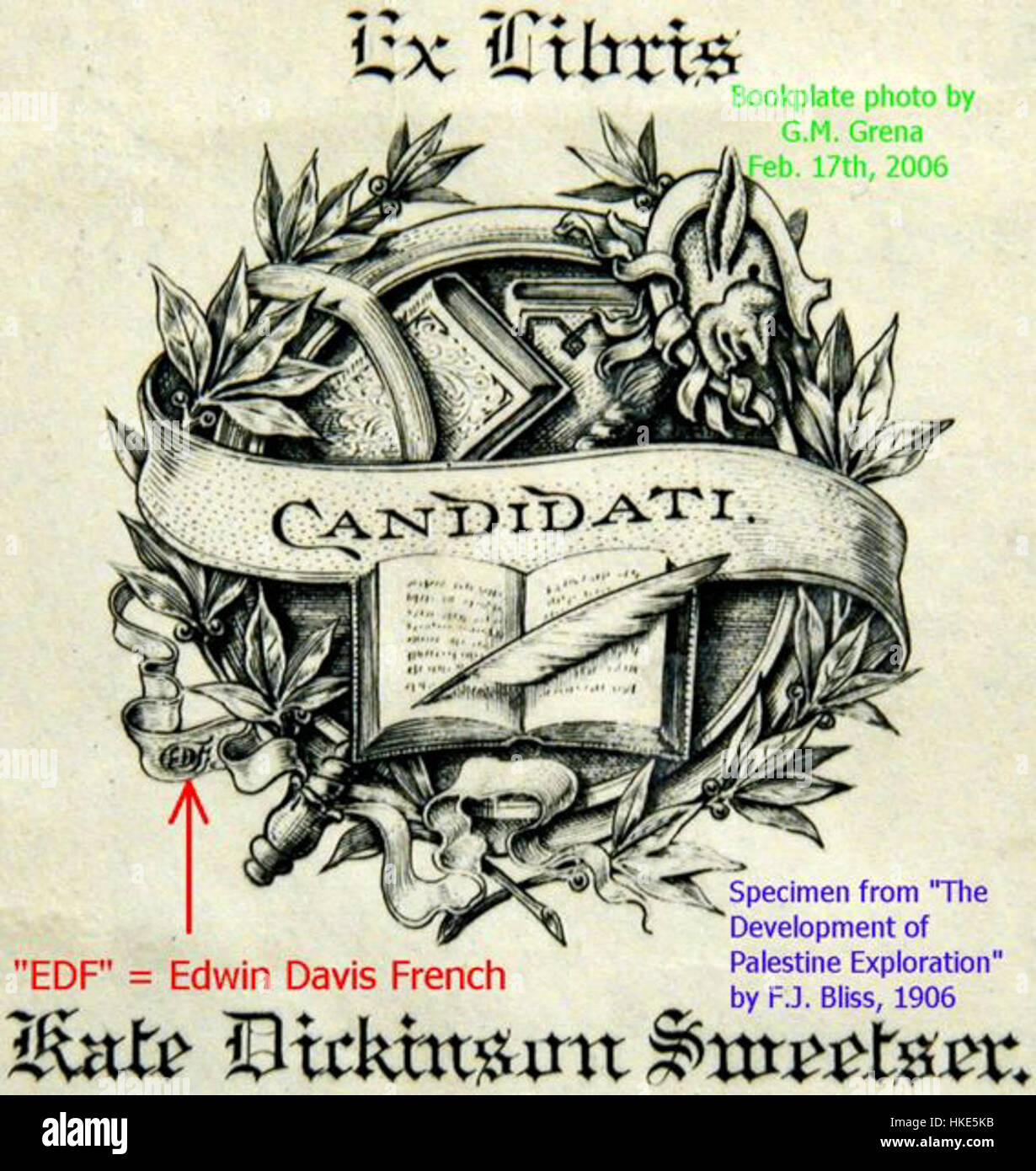 This bookplate design by Ed French features an artistic engraving for ...