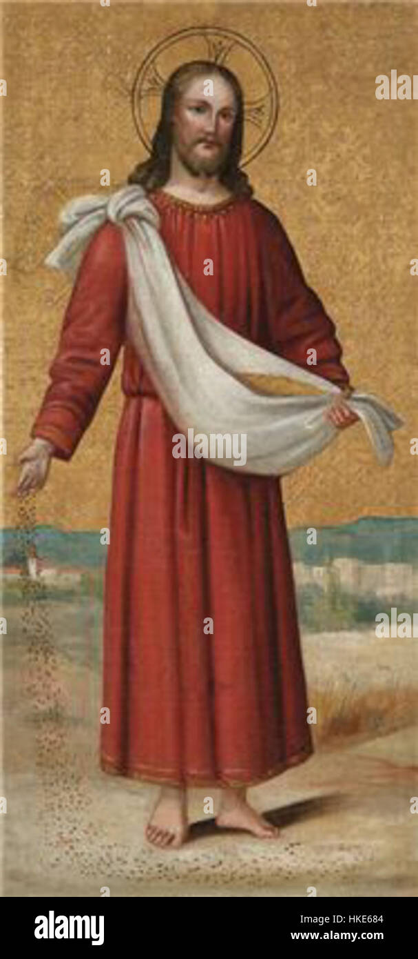 The painting 'Kurylas Cristos' depicts a religious scene inspired by ...