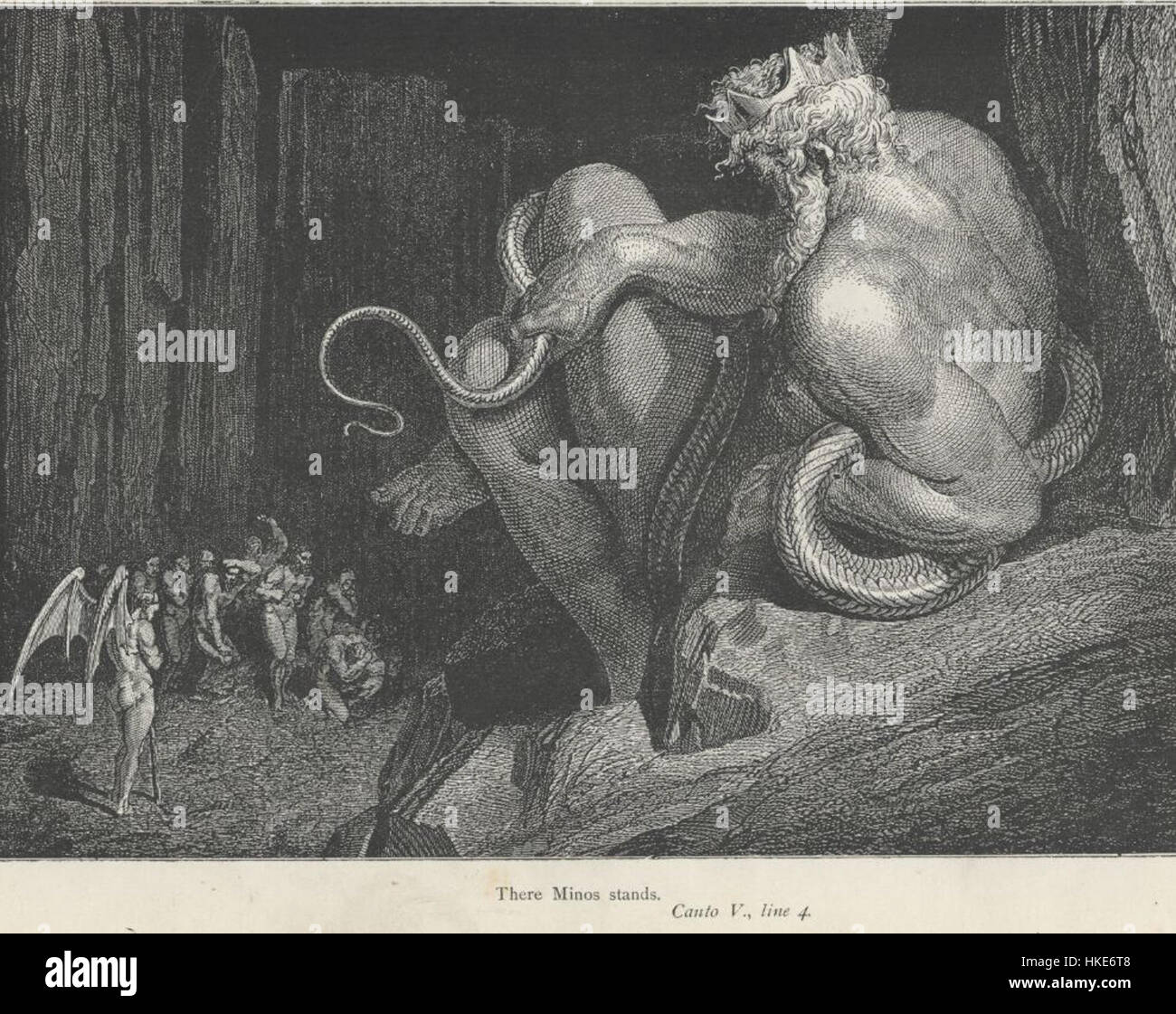 This artwork inspired by Dante's 'Inferno' depicts the scene of Minos ...