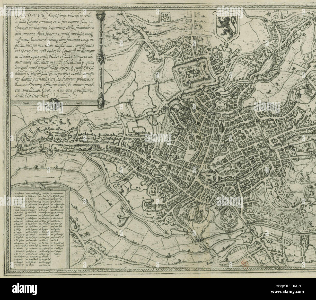 A detailed map of Ghent created by Hadrianus Barlandus in 1574. This ...