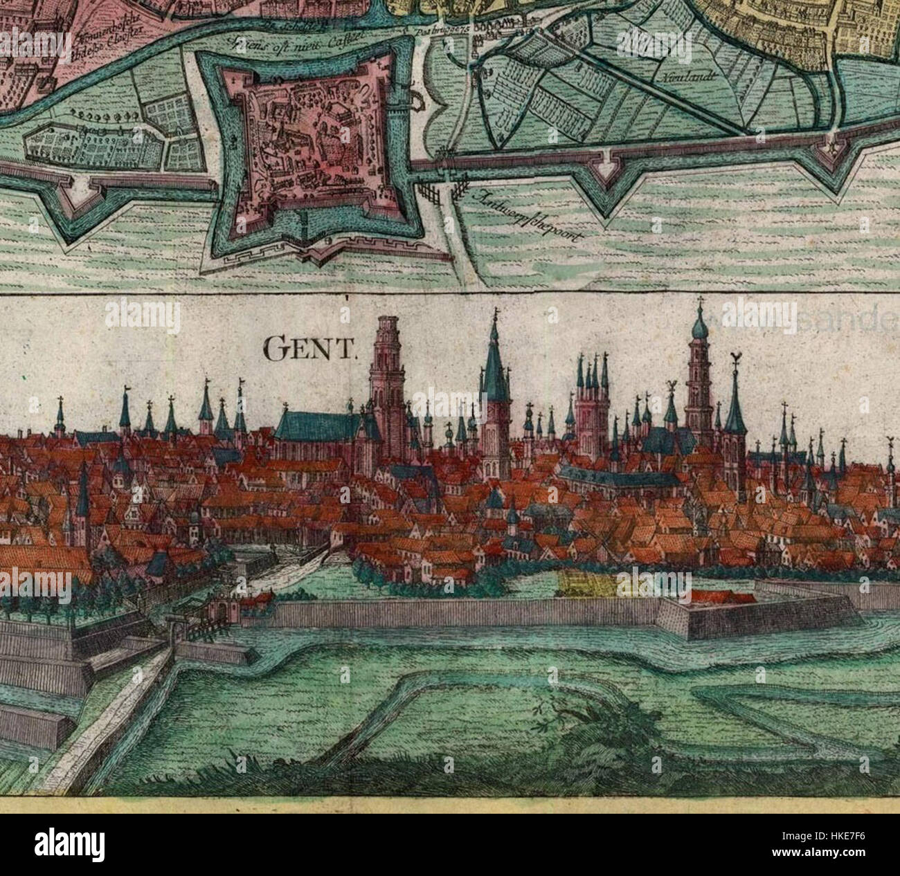 This 1780 map of Ghent, created by M. Seutter and J.M. Probst, offers ...