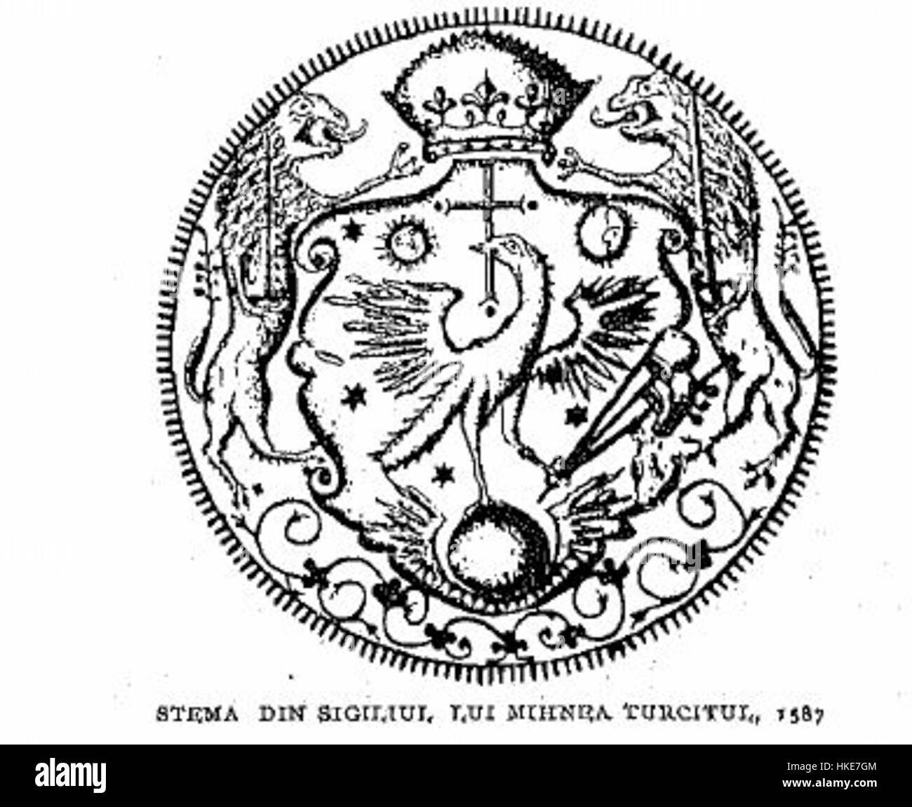 A seal from 1587 belonging to Mihnea Turcitul, a historical figure from ...