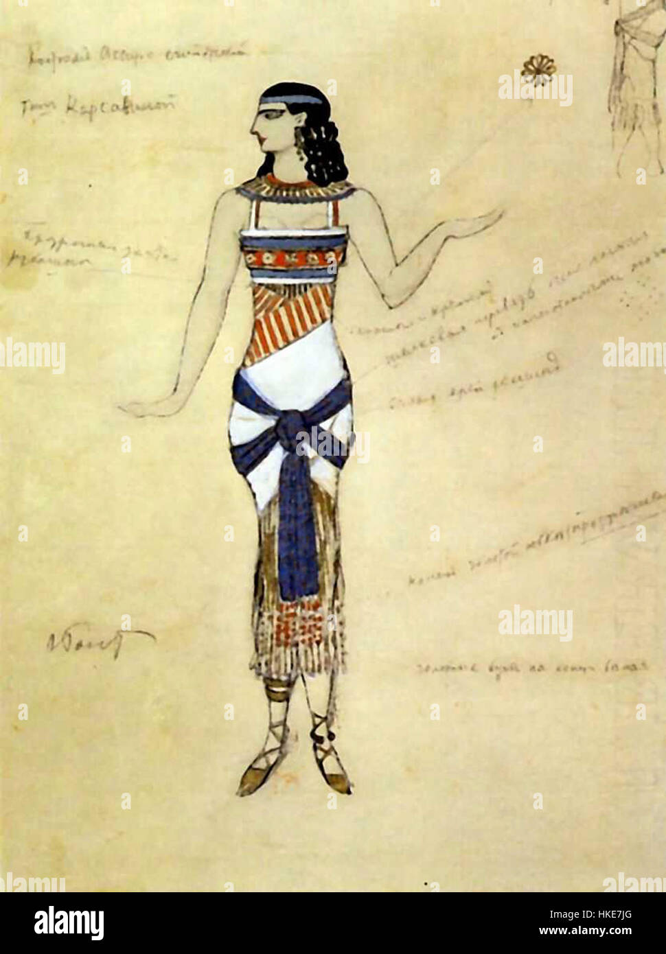 This 1907 artwork by Bakst features dancer Anna Pavlova Karsavina in an ...