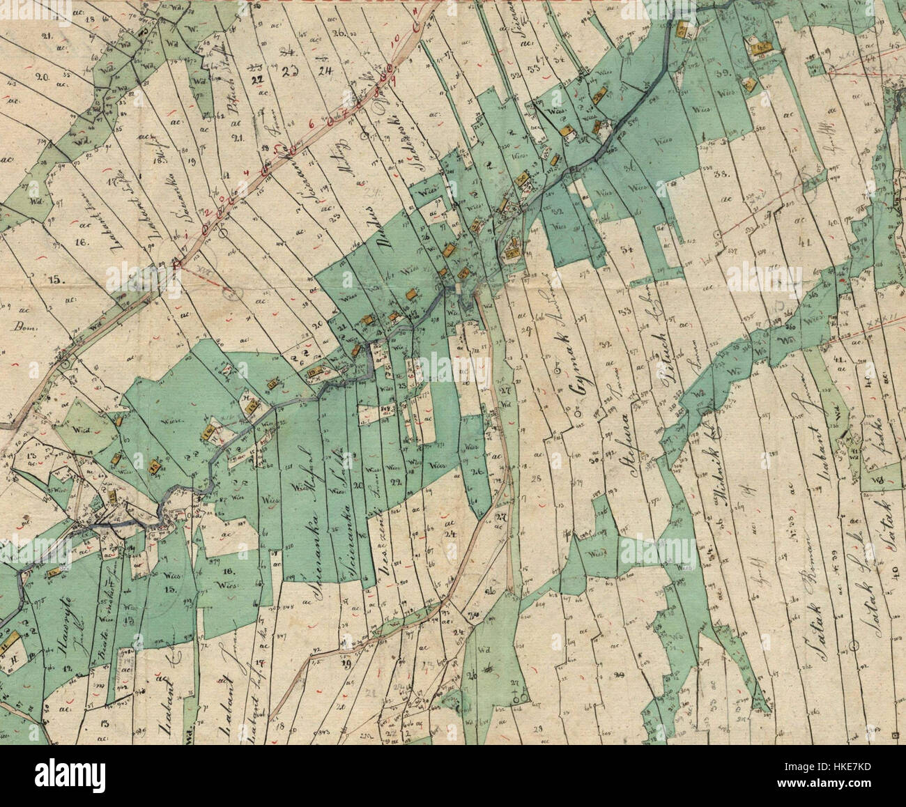 The *Mapa katastralna wsi Wola Piotrowa* from 1852 is a cadastral map ...