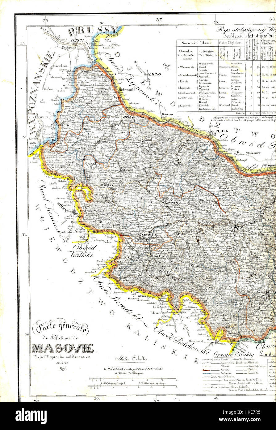 This map of the Mazowsze voivodship in 1827 shows the western region of ...
