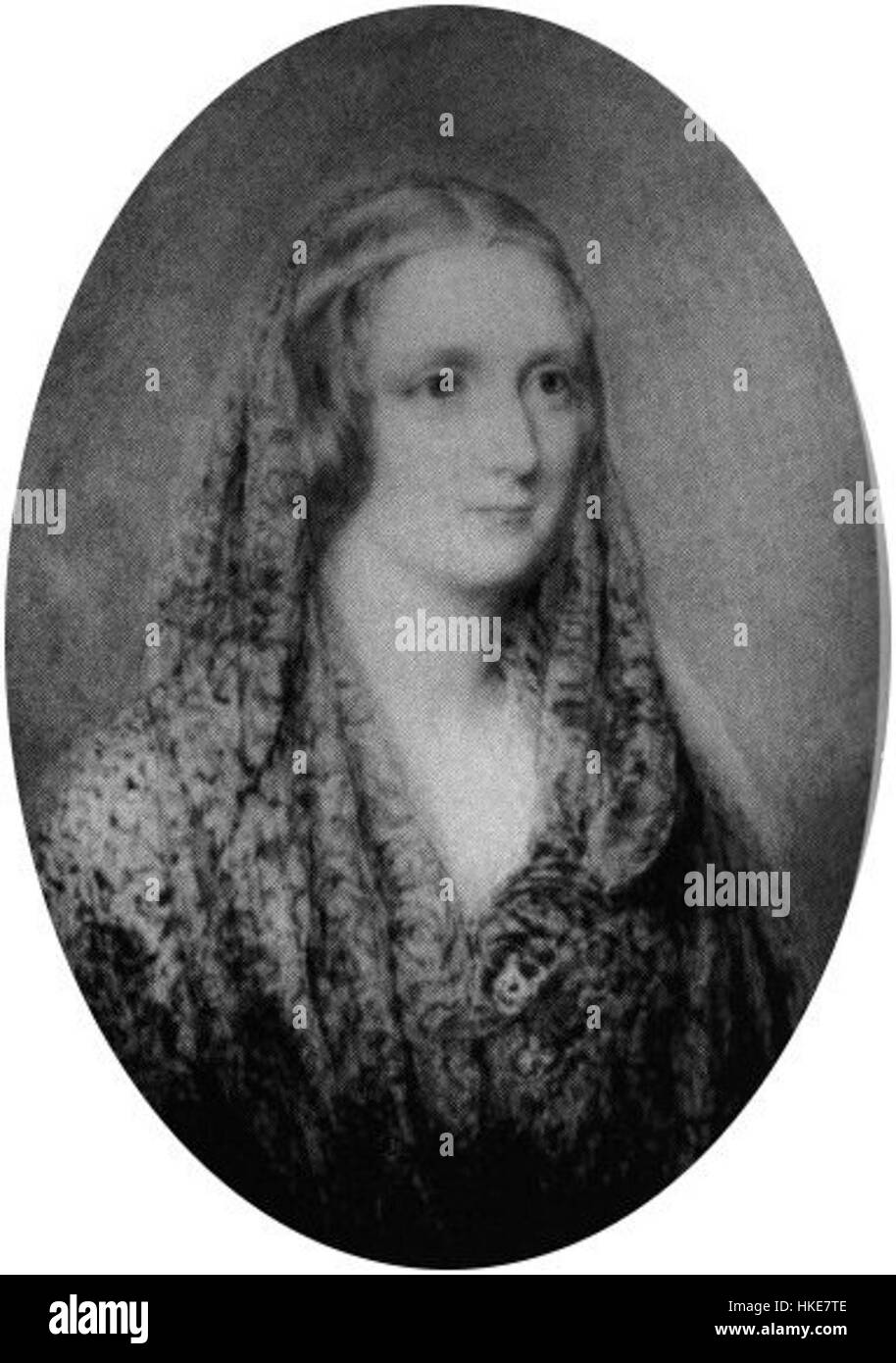 A painting depicting Mary Shelley, the author of *Frankenstein ...