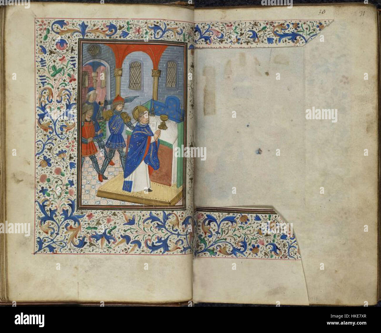 The 'Martyrdom of Thomas Becket' is depicted in a medieval manuscript ...