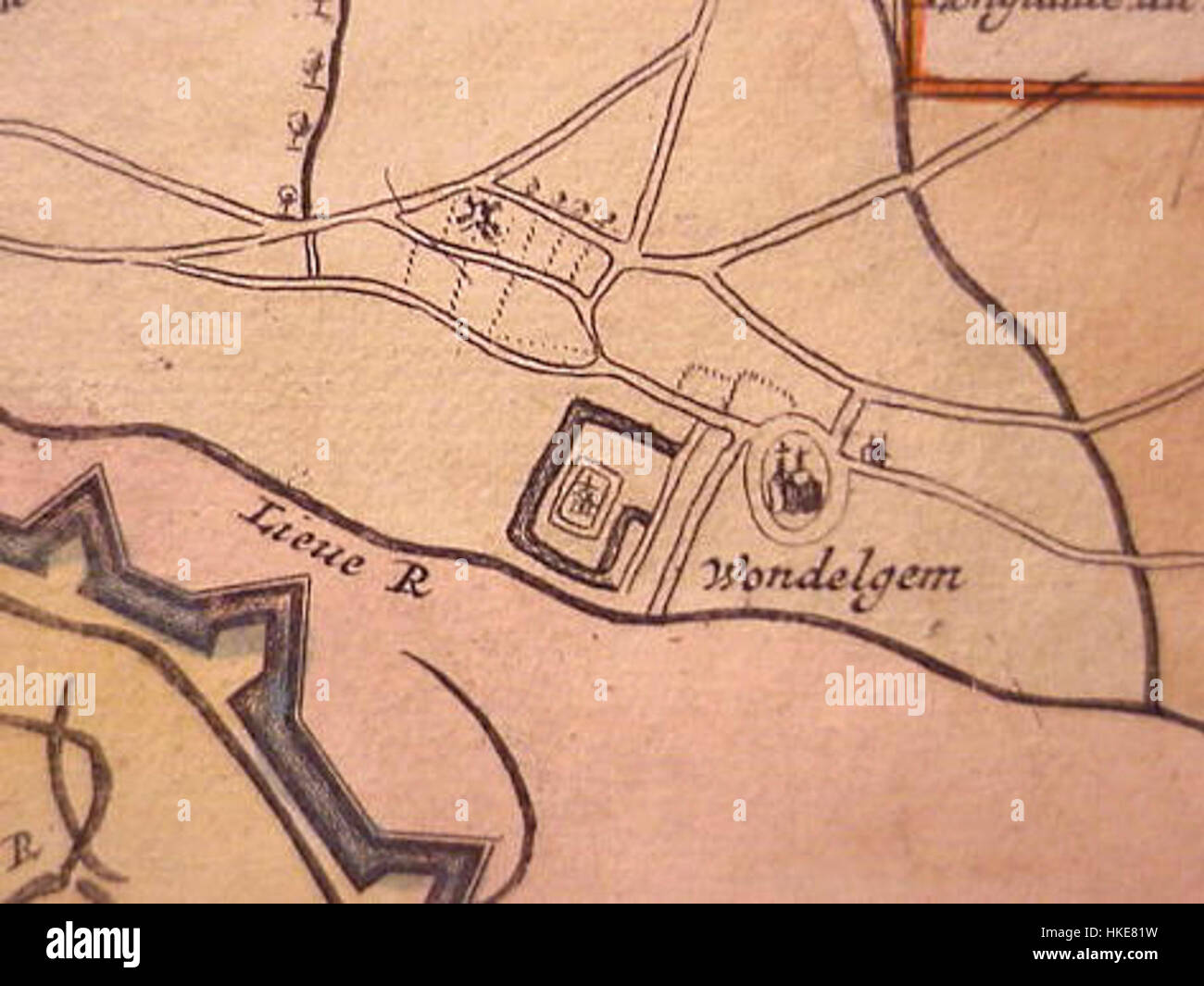A detailed segment from a map of Ghent by the cartographer de Fer ...