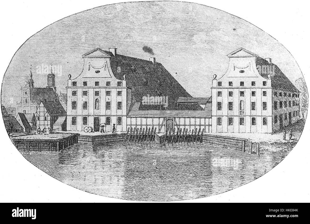 This copperplate engraving by FG Endlera, titled 'MlynySwKlary,' is an ...