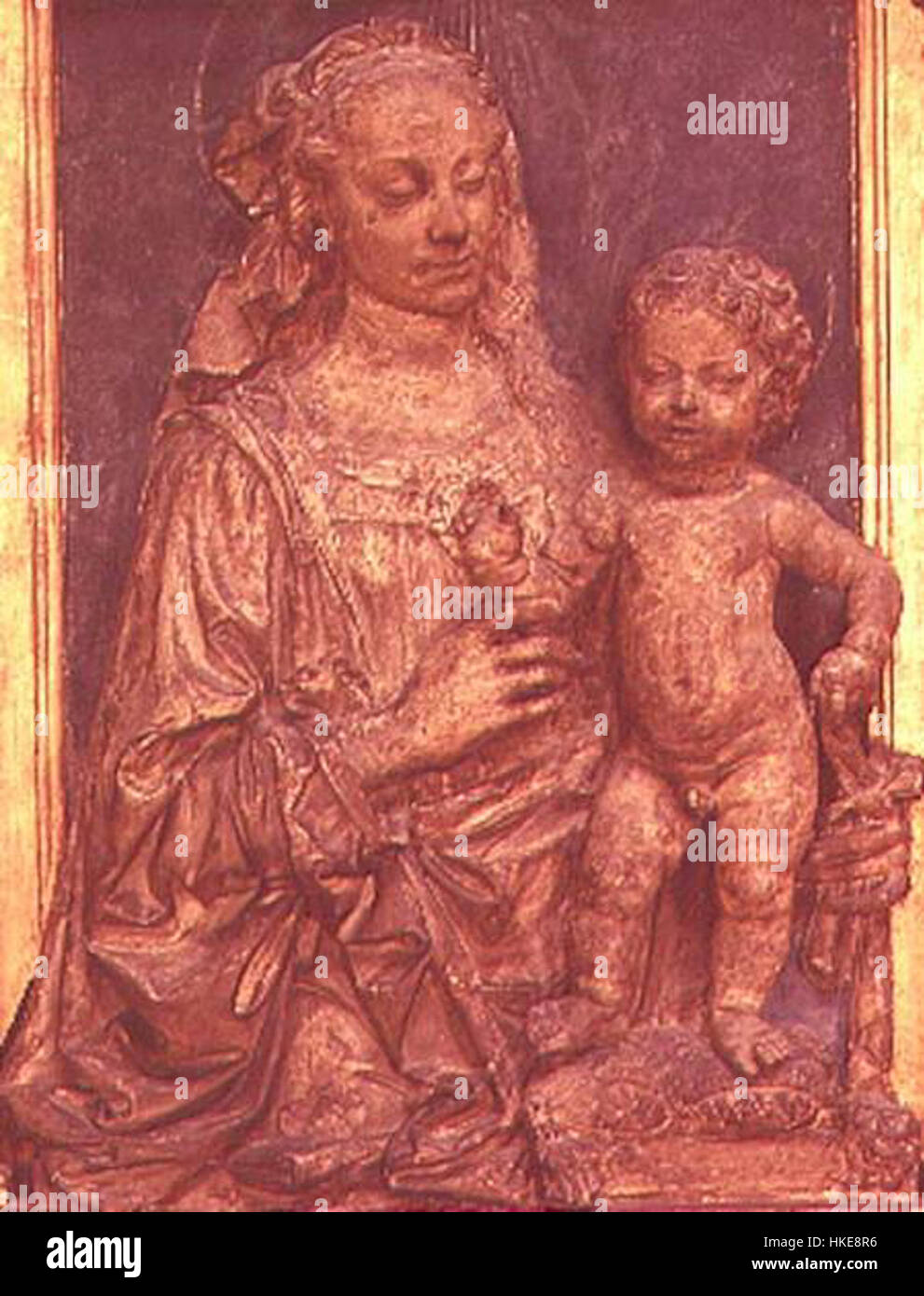 This 15th-century artwork by Andrea Verrocchio features the Madonna and ...