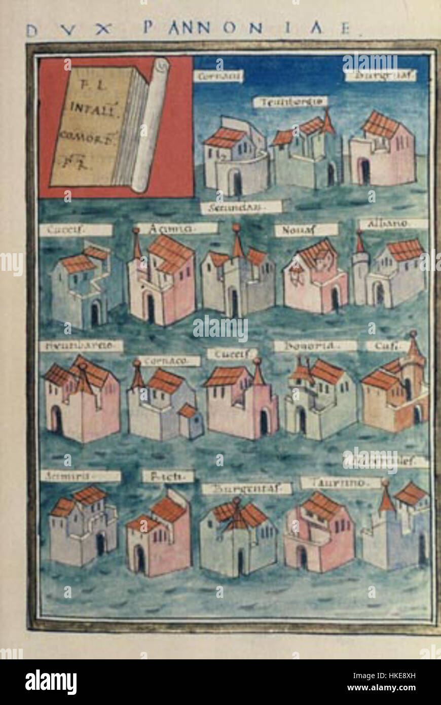 An illuminated manuscript page from the *Notitia Dignitatum*, a Roman ...