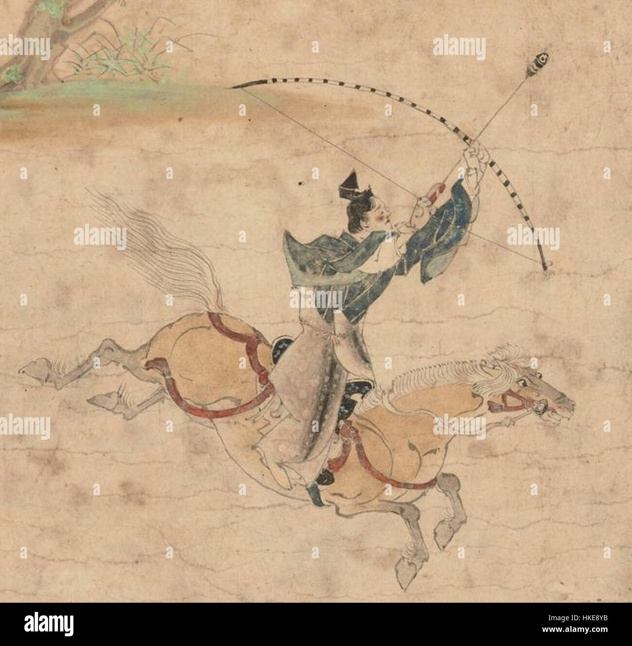 A detailed section from the Obusuma Saburo Emaki, a traditional ...